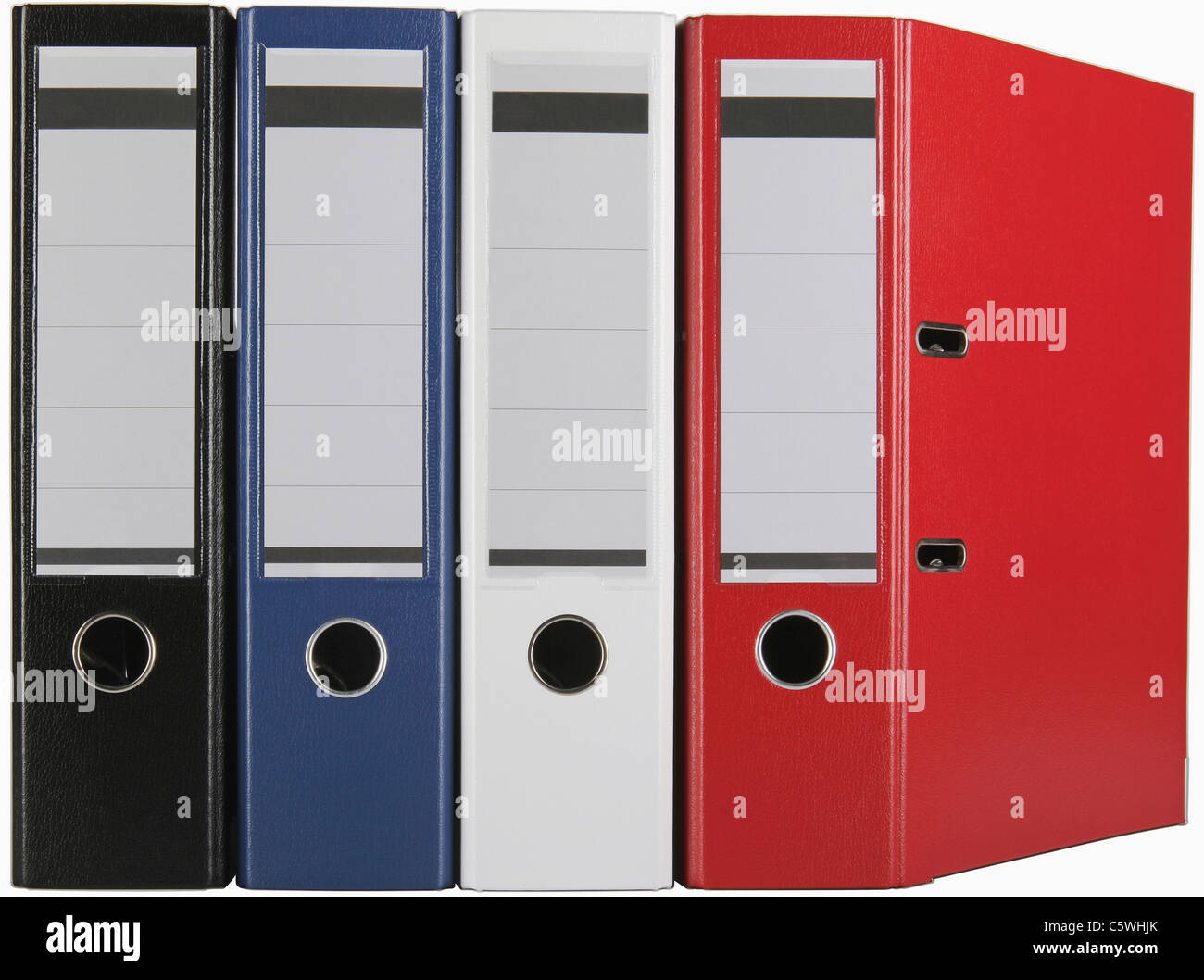 Variety of ring binders against white background, close up Stock Photo ...