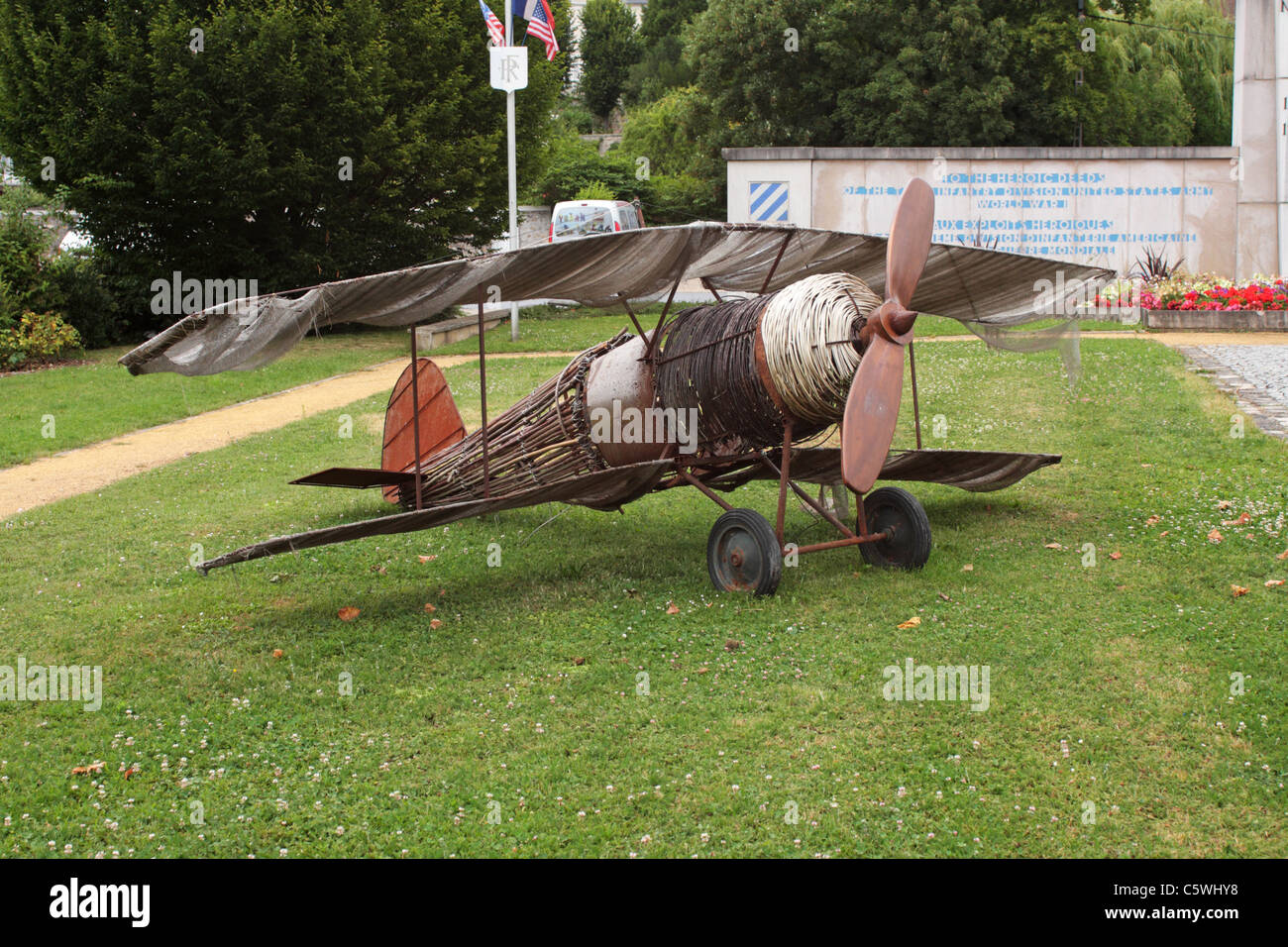 Model of a WW1 biplane which is part of the memorial to the 3rd ...