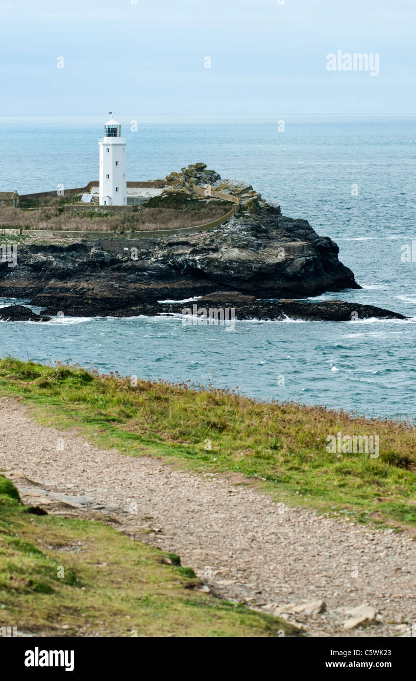Lighthouse on Godrevy Island near St.Ives, Cornwall Stock Photo - Alamy