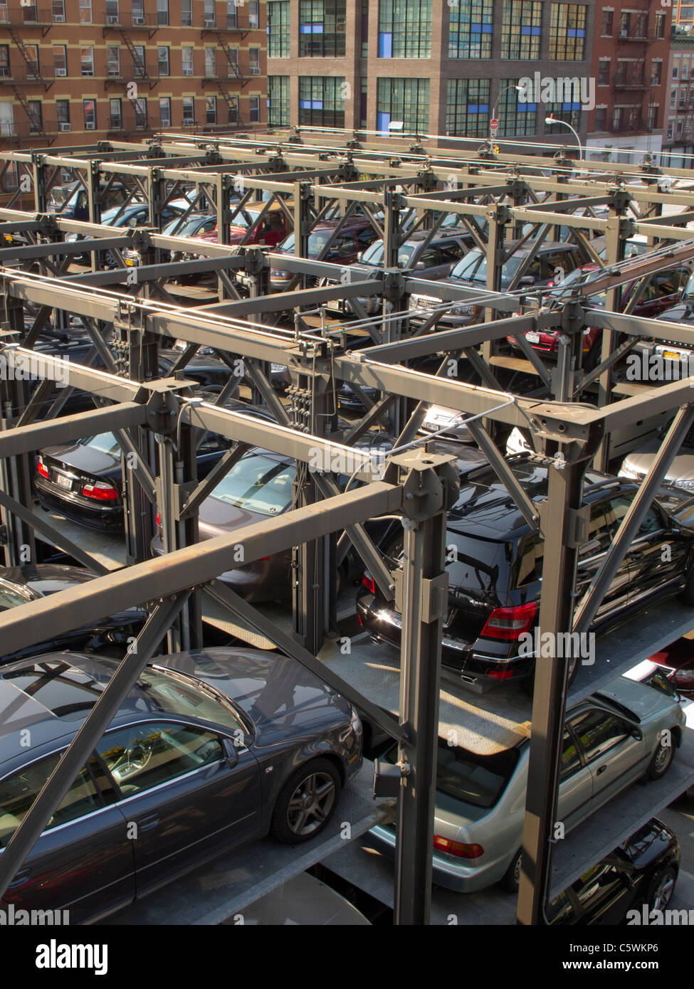 cars parked in a vertical parking garage in Manhattan NYC Stock Photo ...