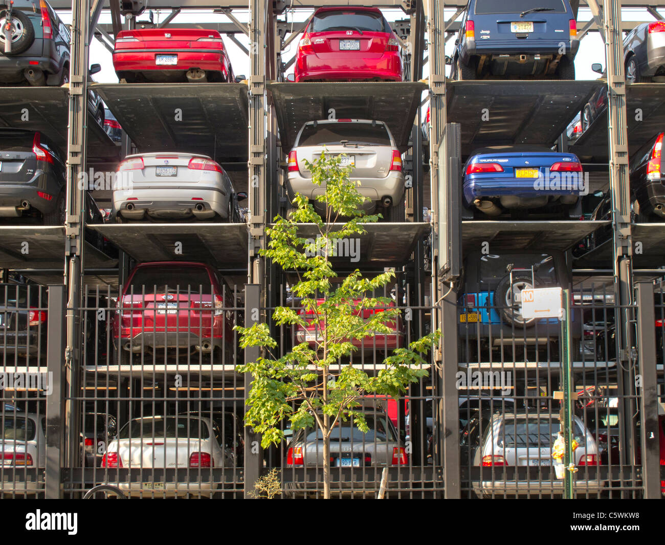 cars parked in a vertical parking garage in Manhattan NYC Stock Photo ...