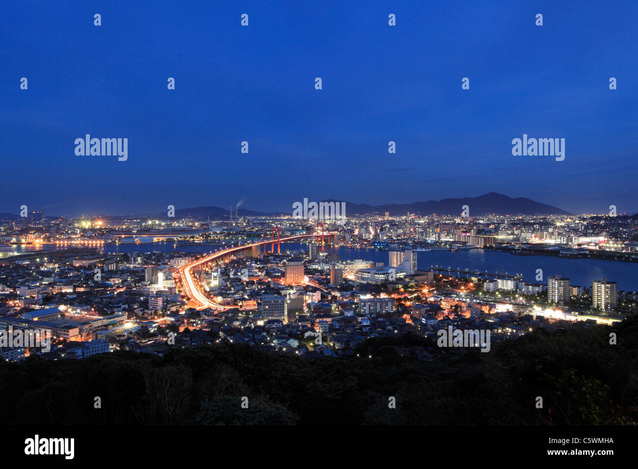 Night View of Cityscape of Kitakyushu, Kitakyushu, Fukuoka, Japan Stock ...