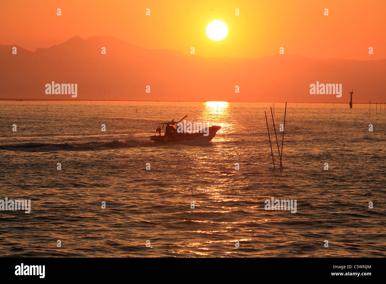 Evening View of Ariake Sea, Yanagawa, Fukuoka, Japan Stock Photo - Alamy