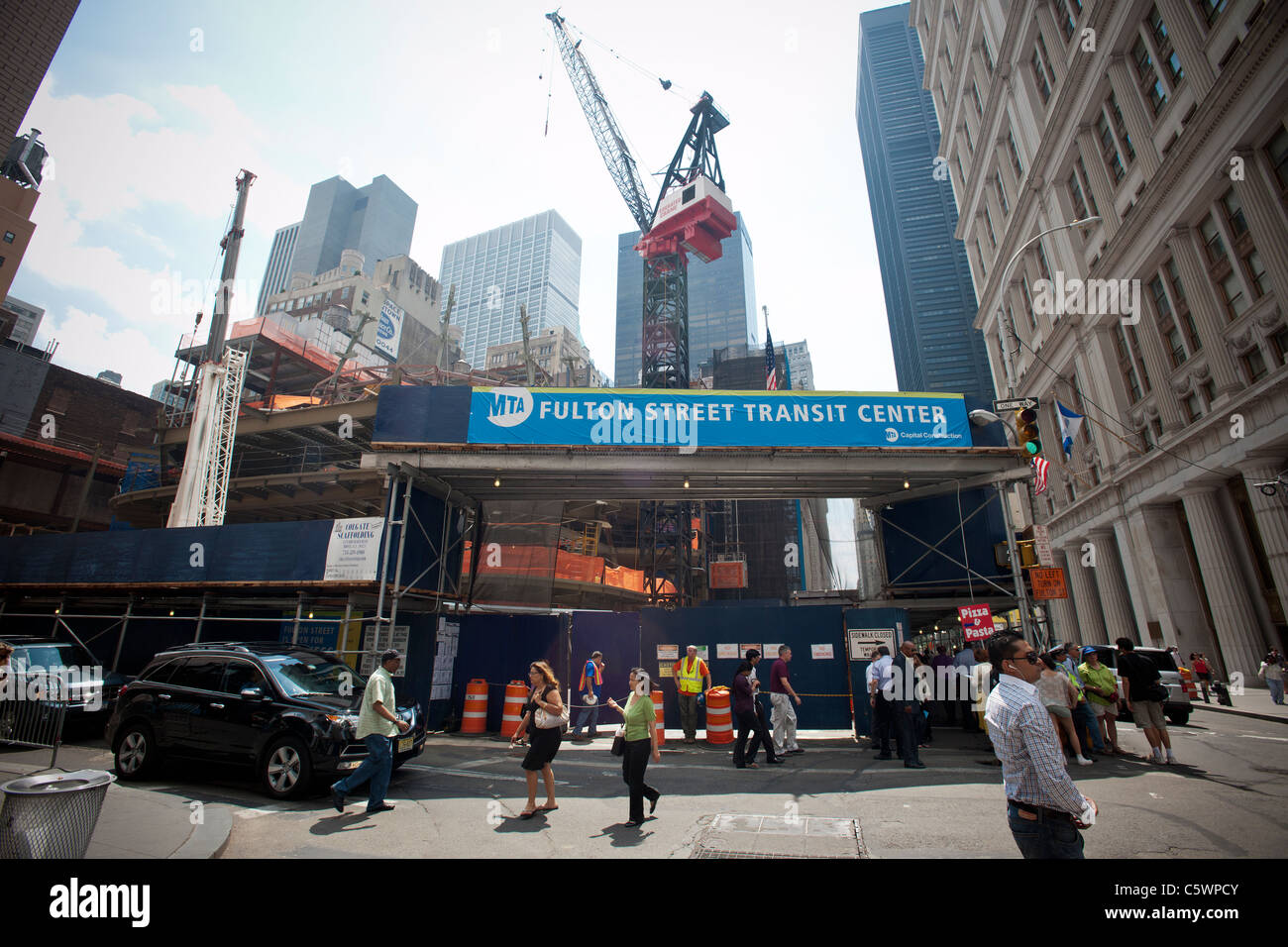 Construction of the Fulton Street Transit Center on Broadway and Fulton ...