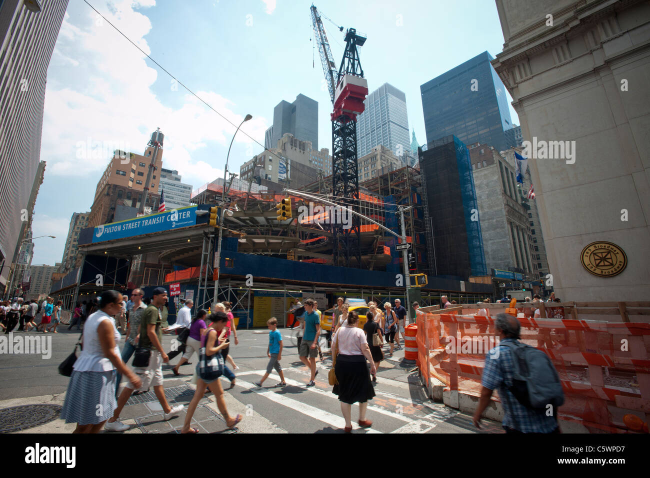 Construction of the Fulton Street Transit Center on Broadway and Fulton ...