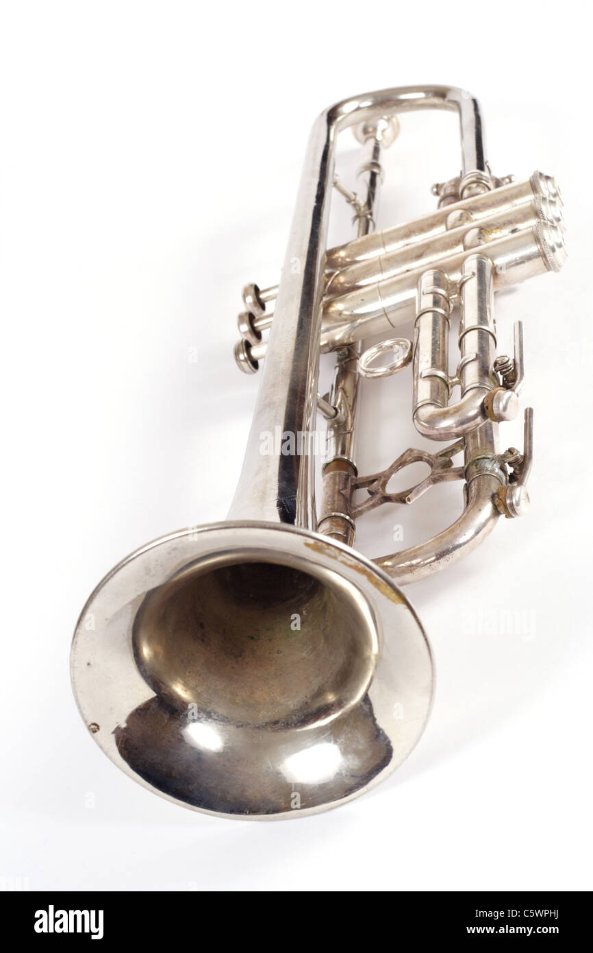 old trumpet, photo on the white background Stock Photo - Alamy