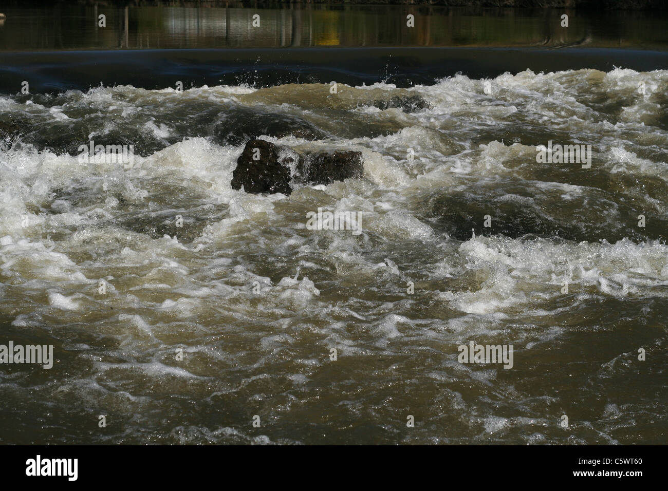 A small dam on a river. River La Varenne (Orne, Normandy, France Stock ...