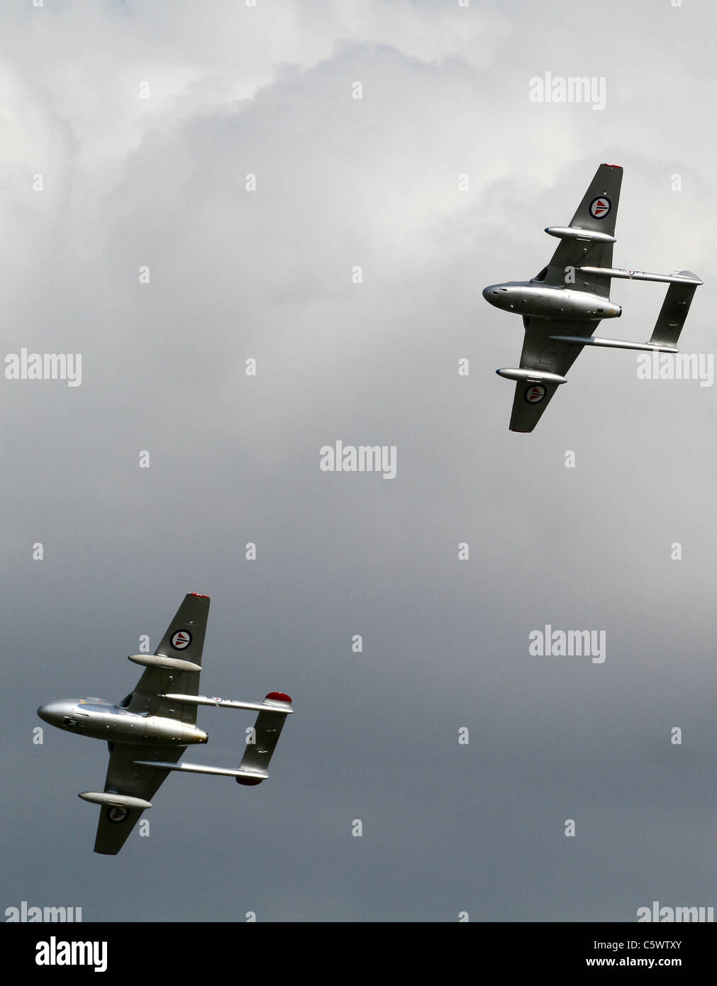 2 DE HAVILLAND VAMPIRE JETS RNOAF HISTORIC FLIGHT 02 July 2011 Stock ...
