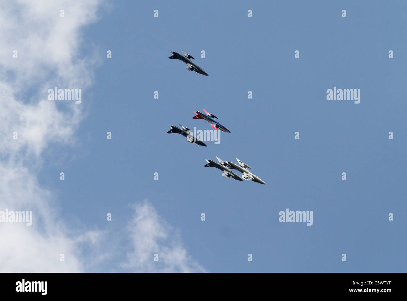 5 HAWKER HUNTER JET FIGHTERS RAF DISPLAY TEAM VIPER 02 July 2011 Stock ...