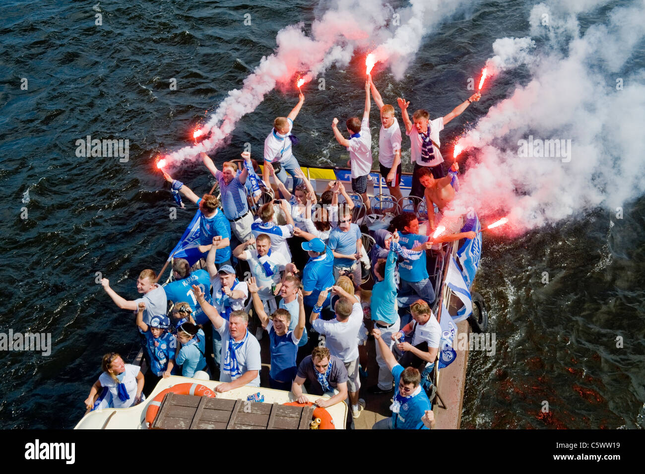 The fans of football club Zenith in St.Petersburg, Russia Stock Photo ...