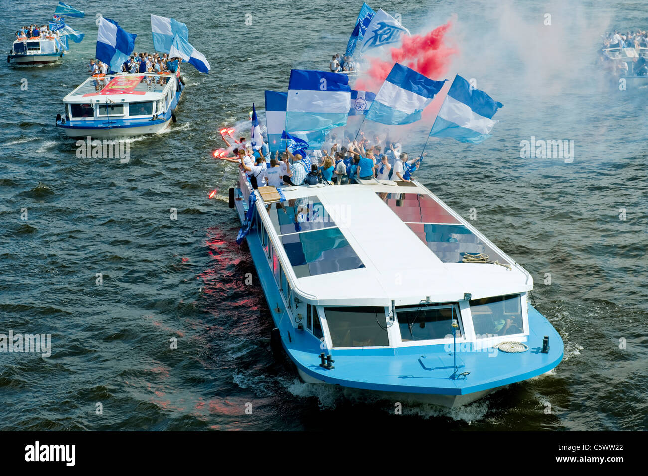 The fans of football club Zenith in St.Petersburg, Russia Stock Photo ...