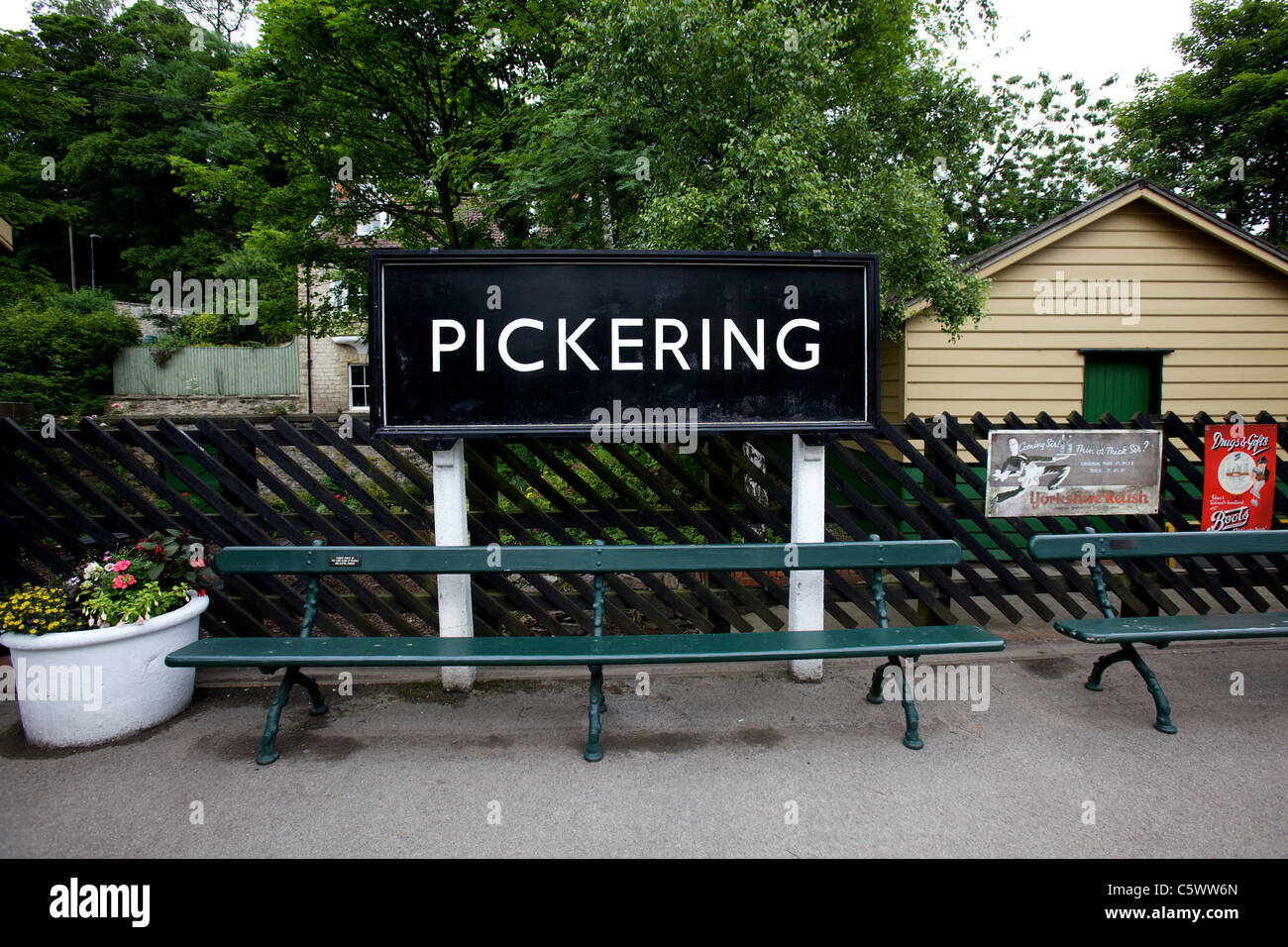 Pickering Railway station, North Yorkshire, Vintage enamel advertising ...