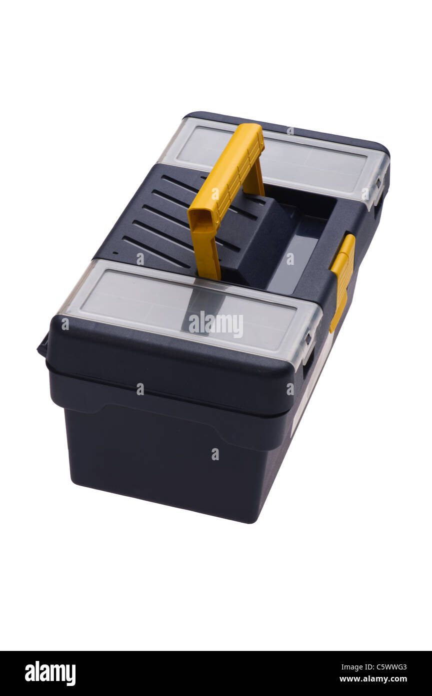 object on white - isolated plastic tool box Stock Photo - Alamy