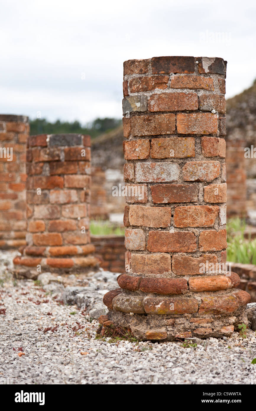 Peristyle brick columns in the House of the Swastika Villa in ...