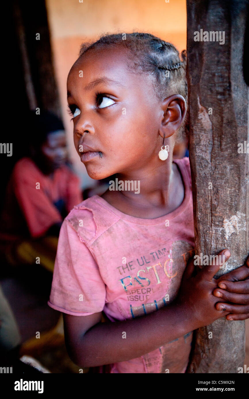 A child at an Ari tribal village near Jinka in the Lower Omo Valley ...