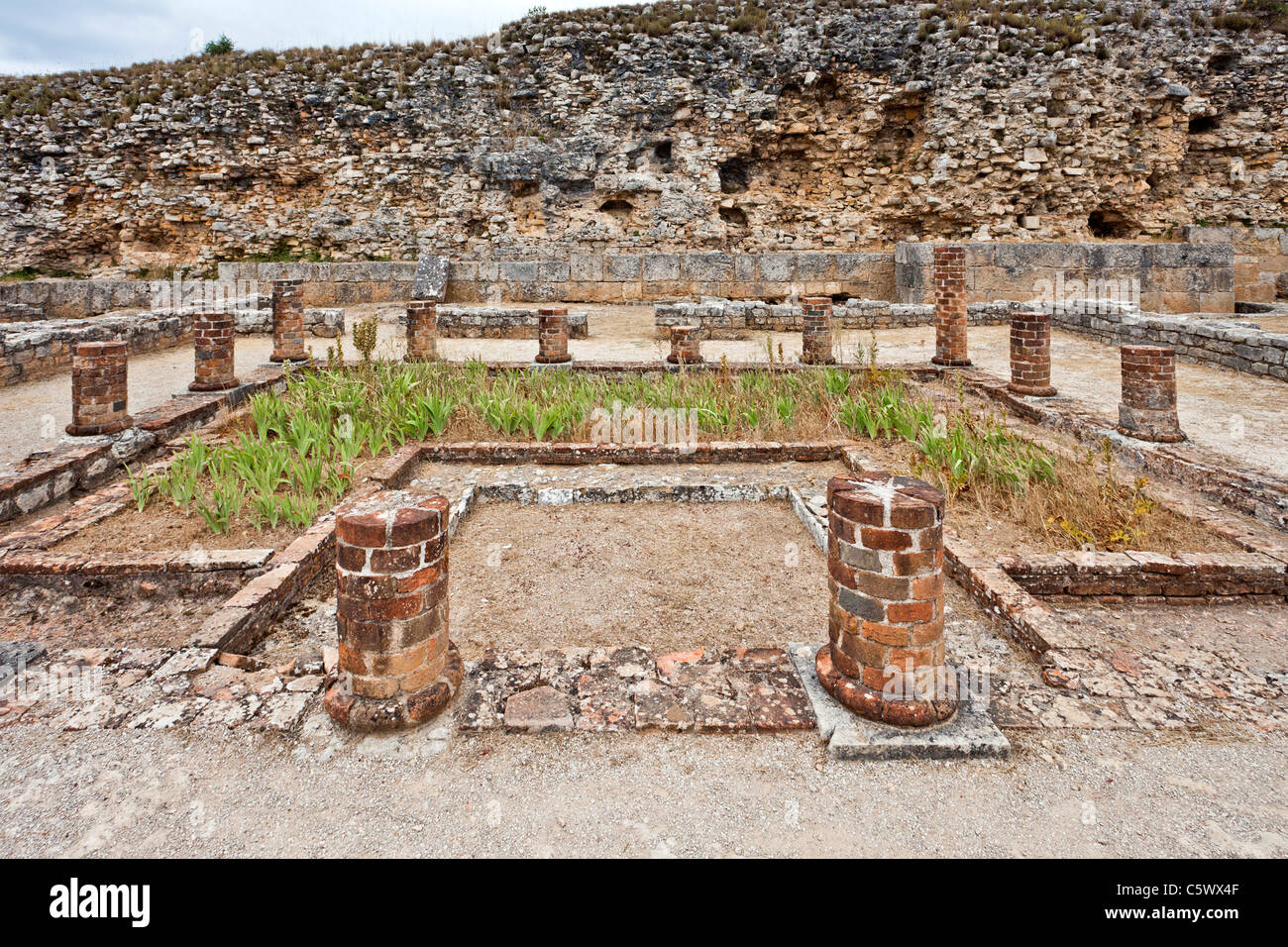 Peristyle with brick columns in the House of the Skeletons Villa in ...