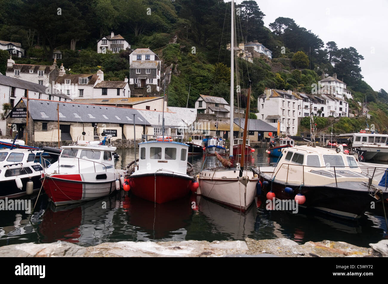 Fishing Boats in Polperro Harbour Polperro Cornwall England UK Stock ...