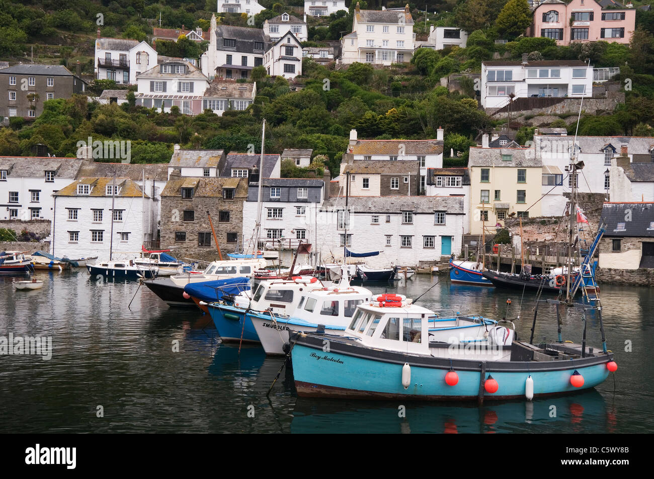 Fishing Boats in Polperro Harbour Polperro Cornwall England UK Stock ...