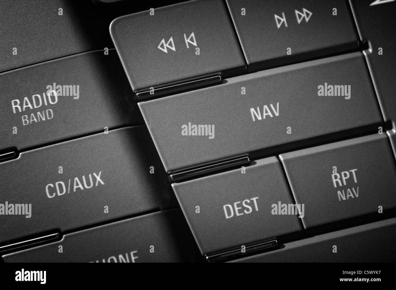 Close up of an modern automotive dashboard with control buttons Stock ...