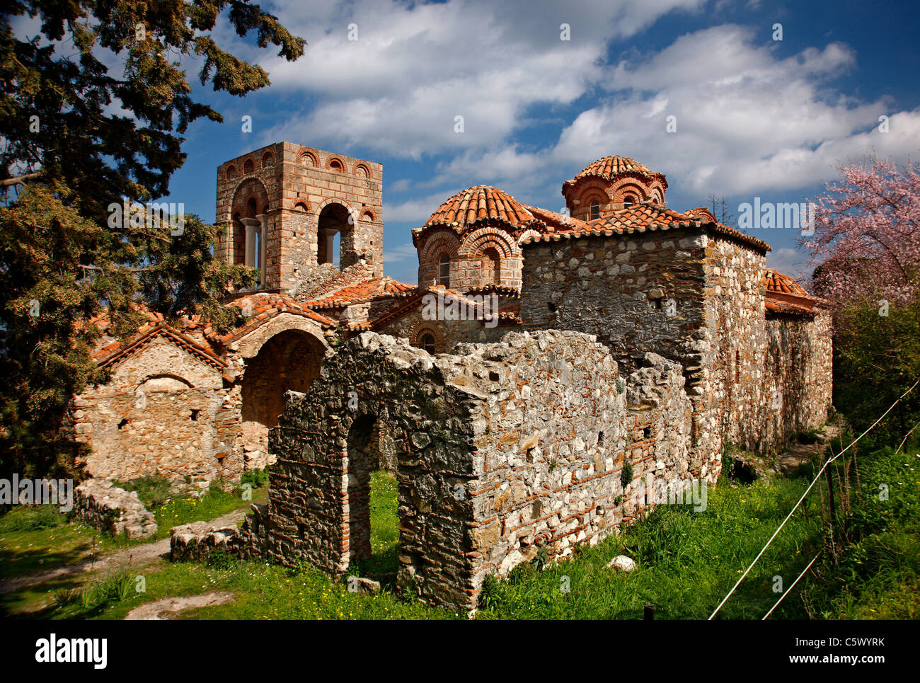 Hagia Sophia church in the medieval, byzantine "castletown" of Mystras ...
