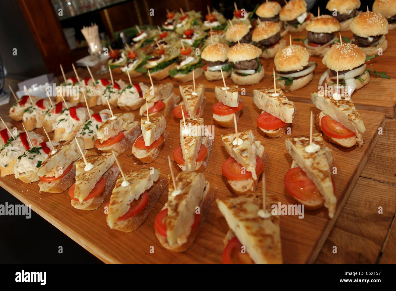 A selection of canapes in Spanish restaurant Latino, Hove, East Sussex ...
