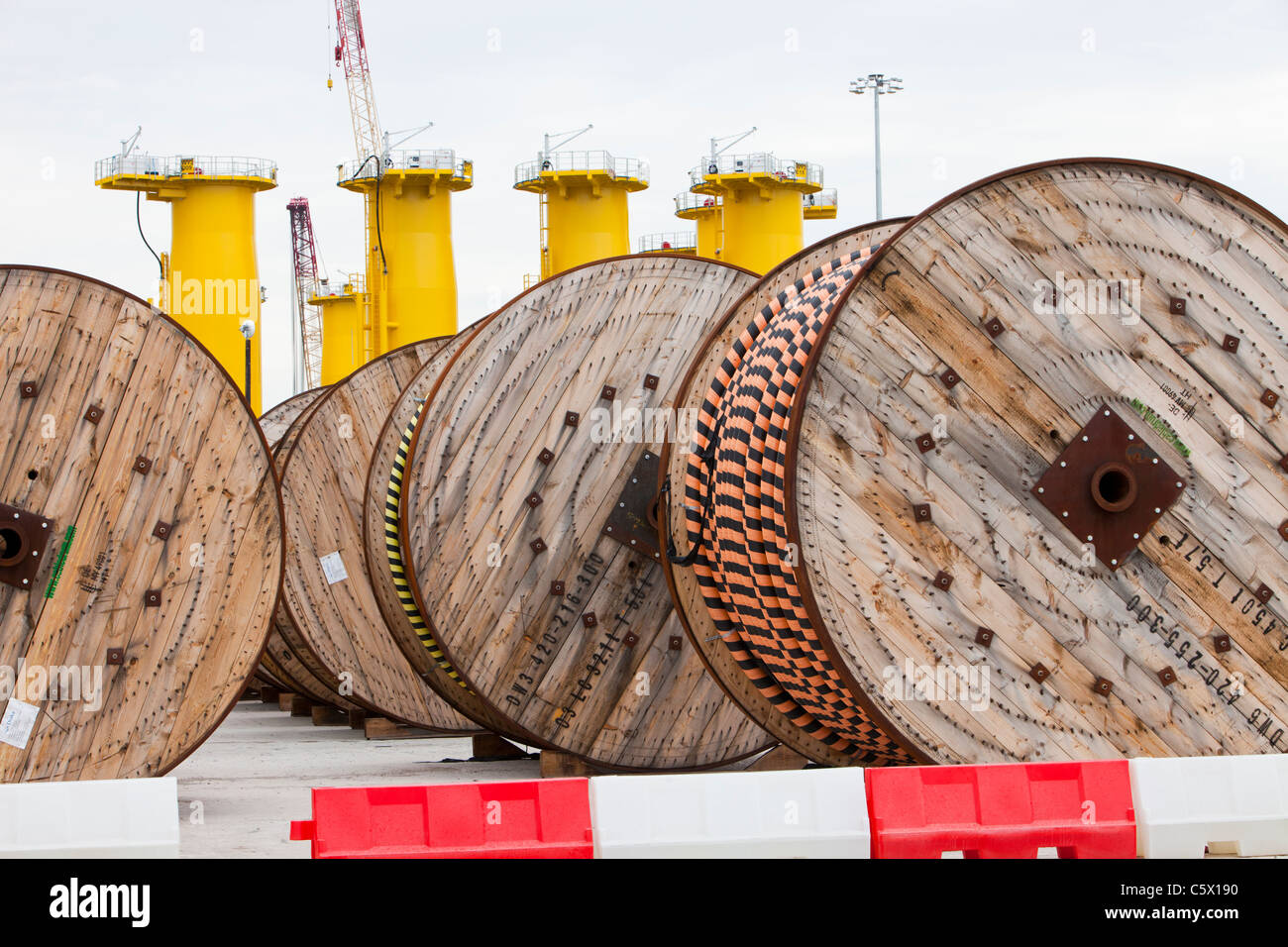 Offshore electric cabling being prepared for the Walney offshore wind ...