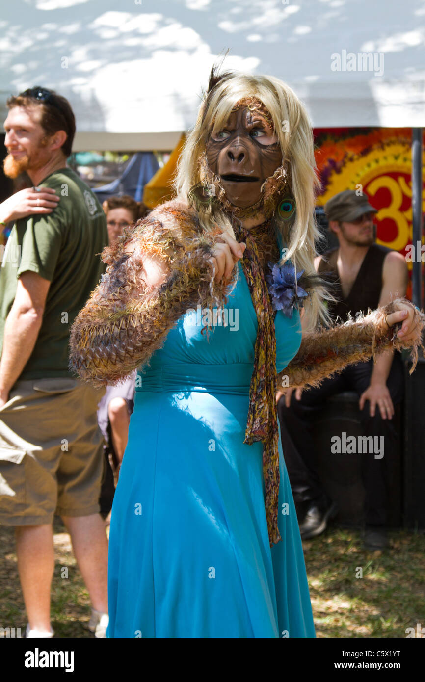 Woman in ape mask at summer solstice parade in "Santa Barbara ...
