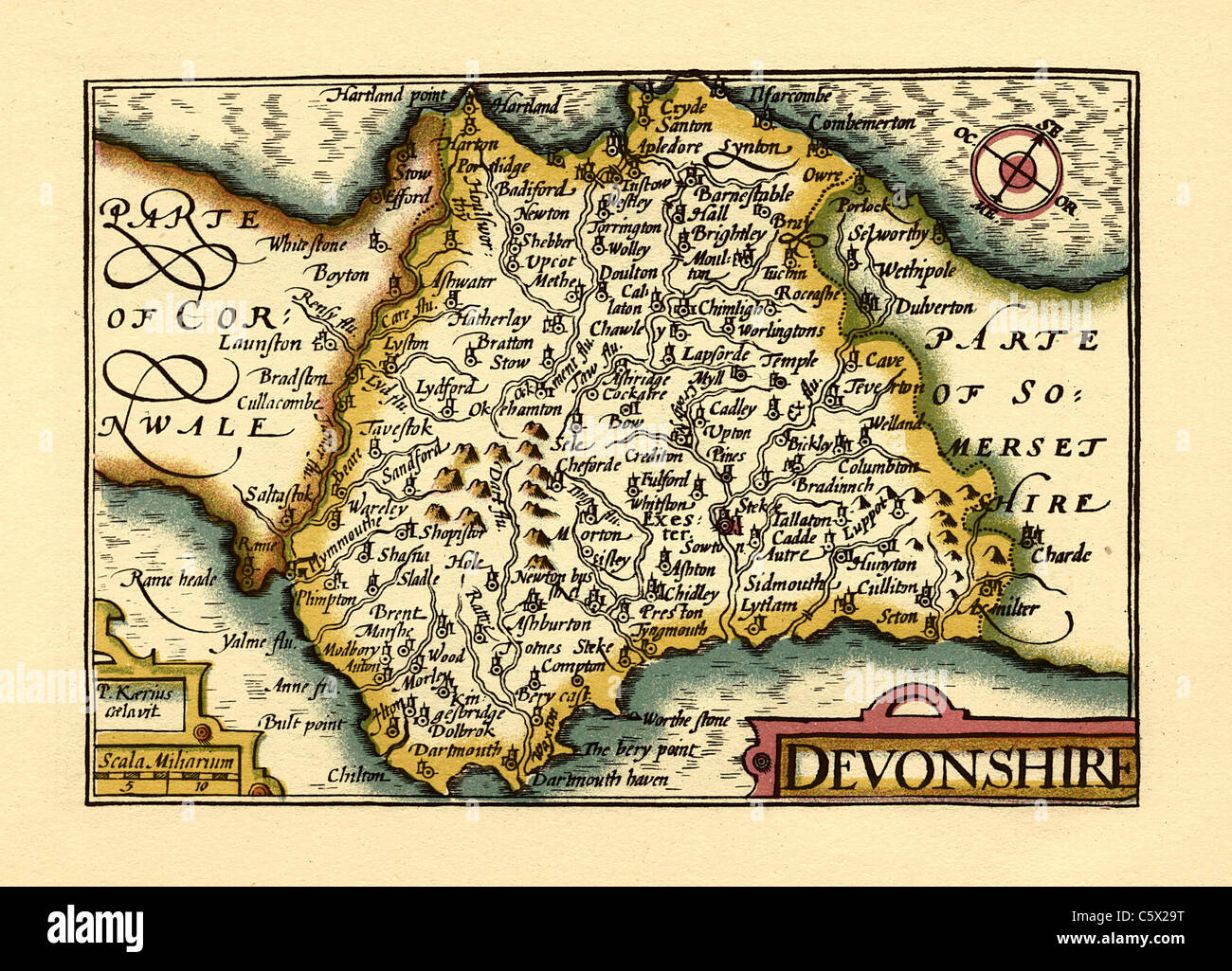 Old English County Map John Stock Photos & Old English County Map John ...