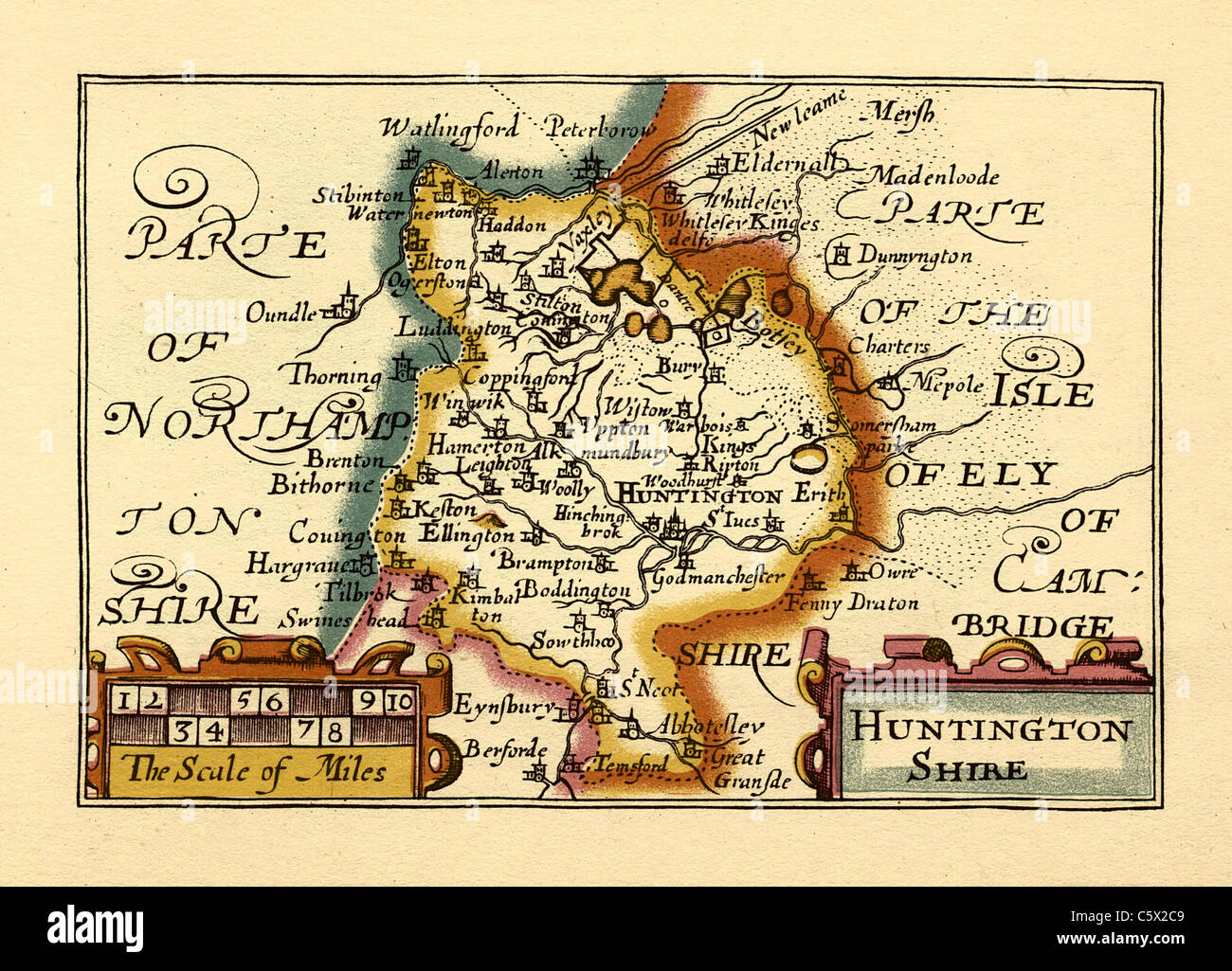 Huntingdonshire (Huntingtonshire) - Old English County Map by John ...