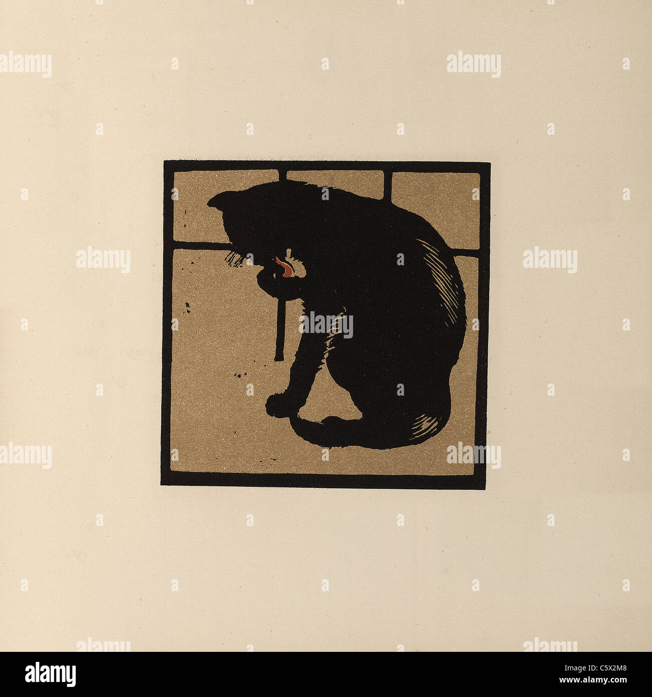 Cat, illustration from an 1899 antiquarian children's book Stock Photo ...