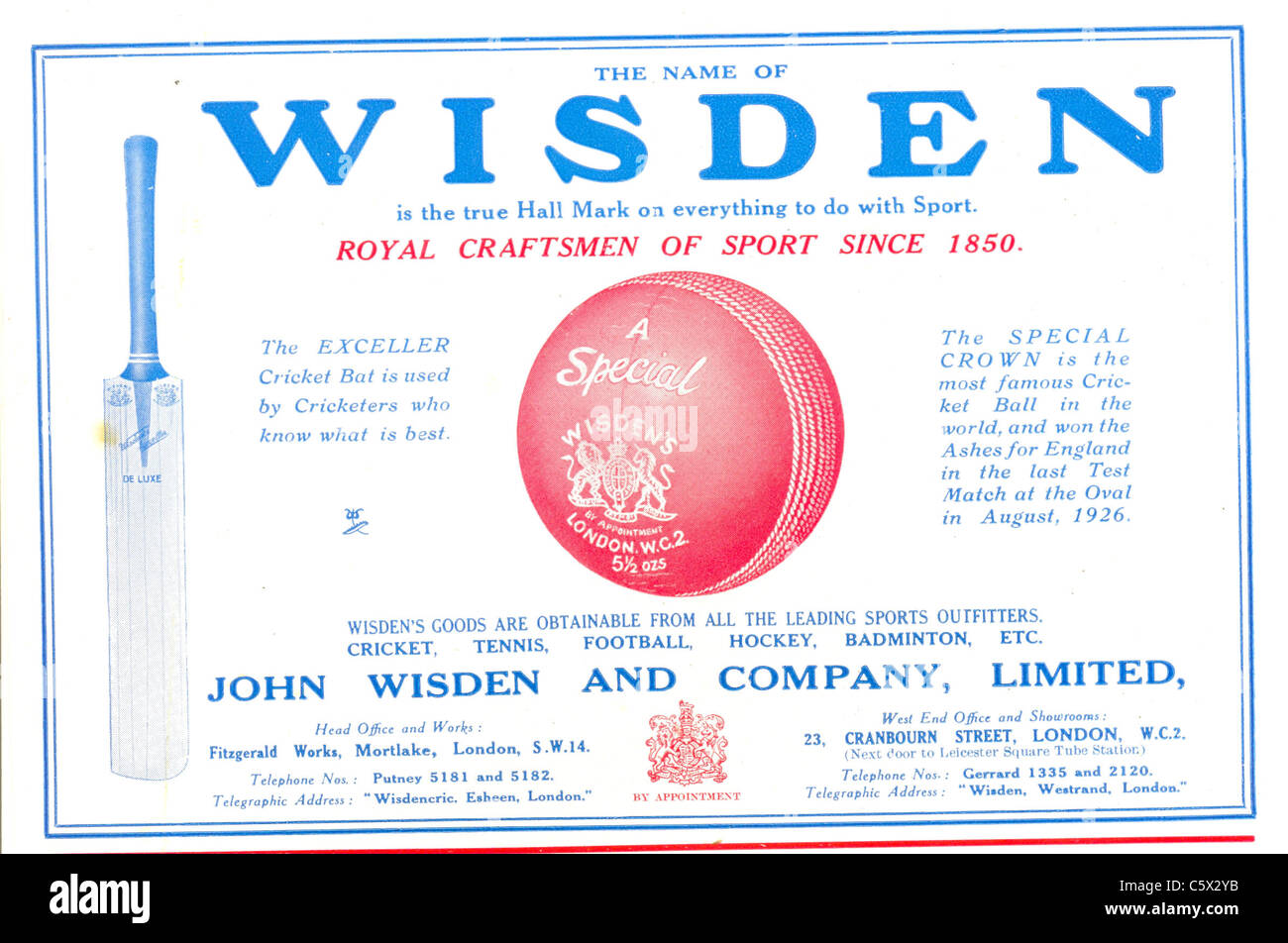 Wisden cricket hi-res stock photography and images - Alamy