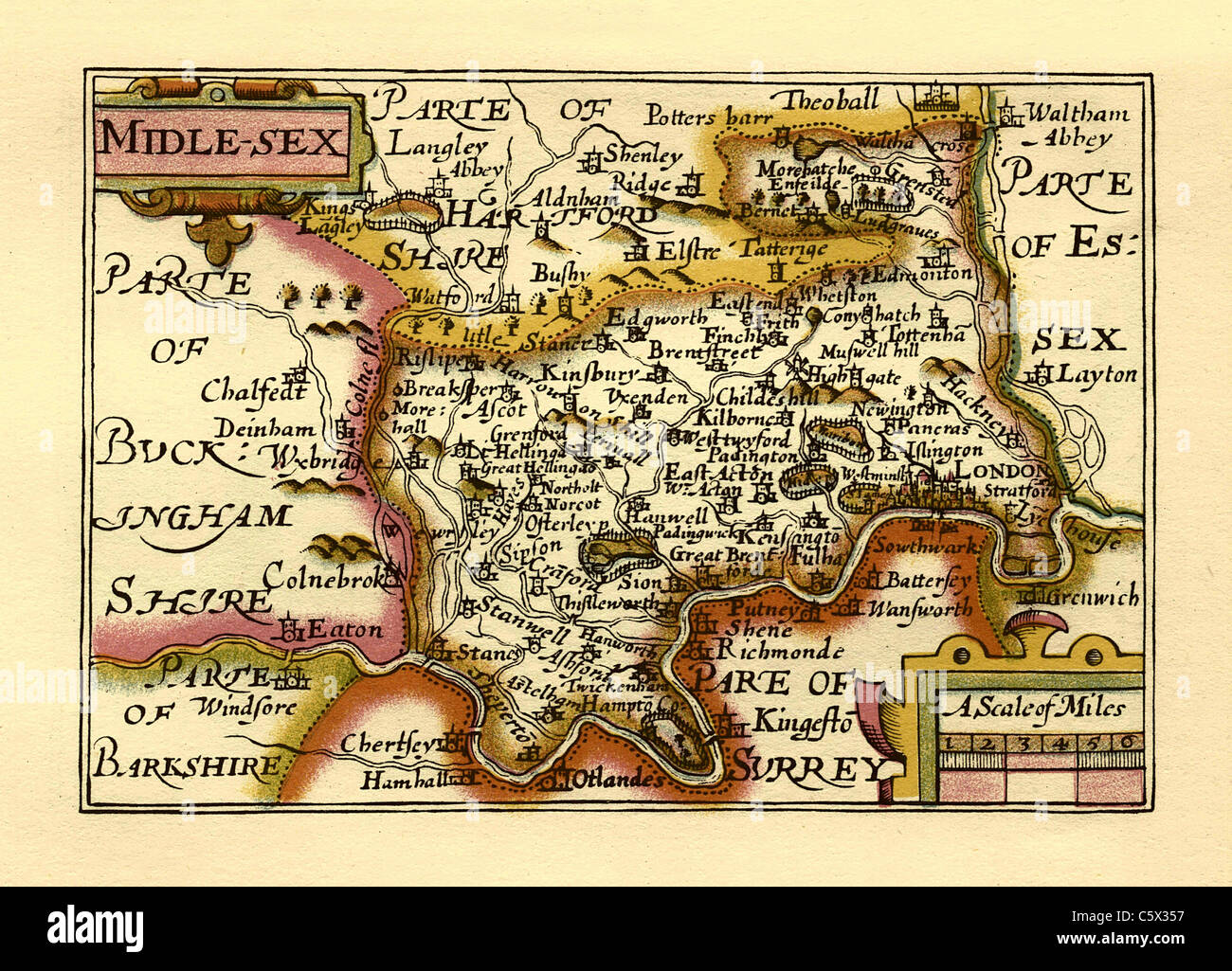 Old English County Map John Stock Photos & Old English County Map John ...