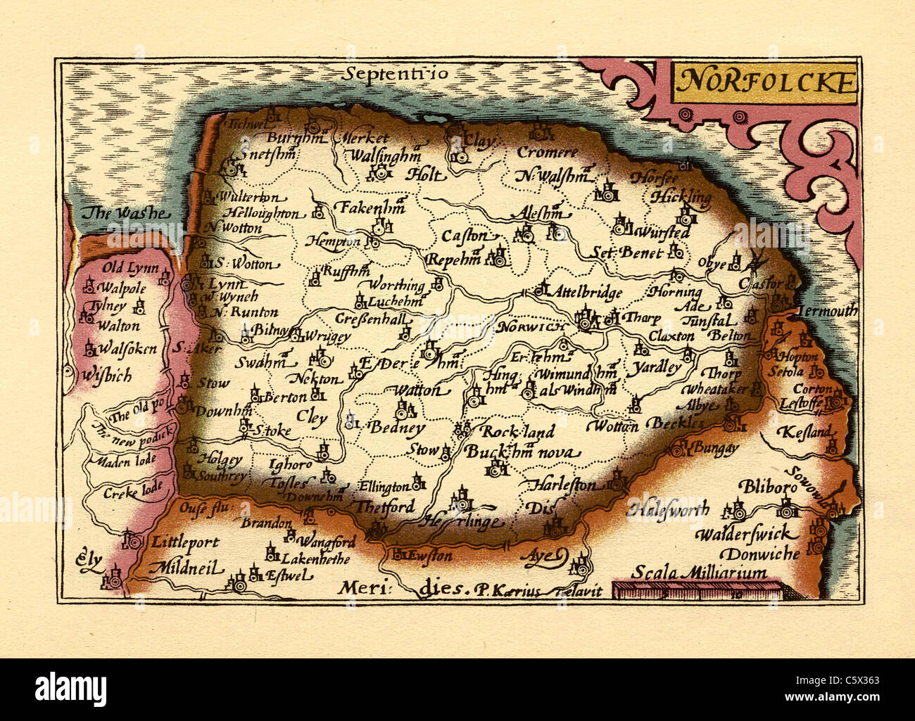 Old English County Map John Stock Photos & Old English County Map John ...