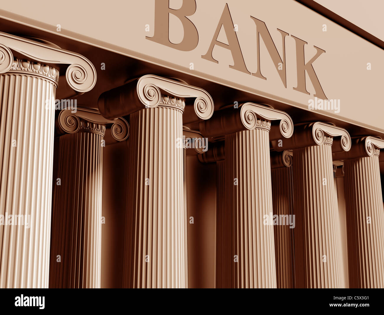 Illustration of a traditional bank with classic columns Stock Photo - Alamy