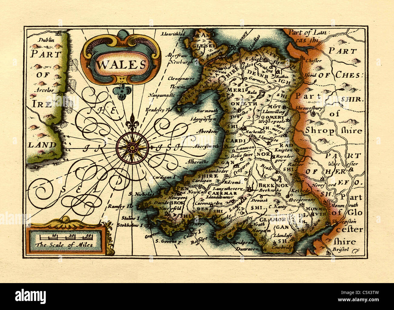 Old English County Map John Stock Photos & Old English County Map John ...