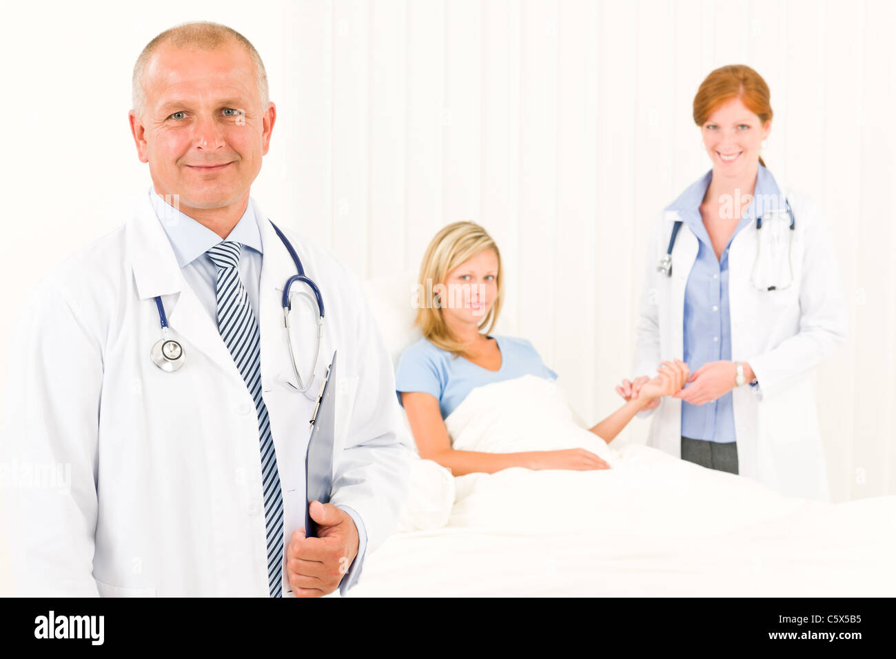 Man lying in hospital bed Cut Out Stock Images & Pictures - Alamy