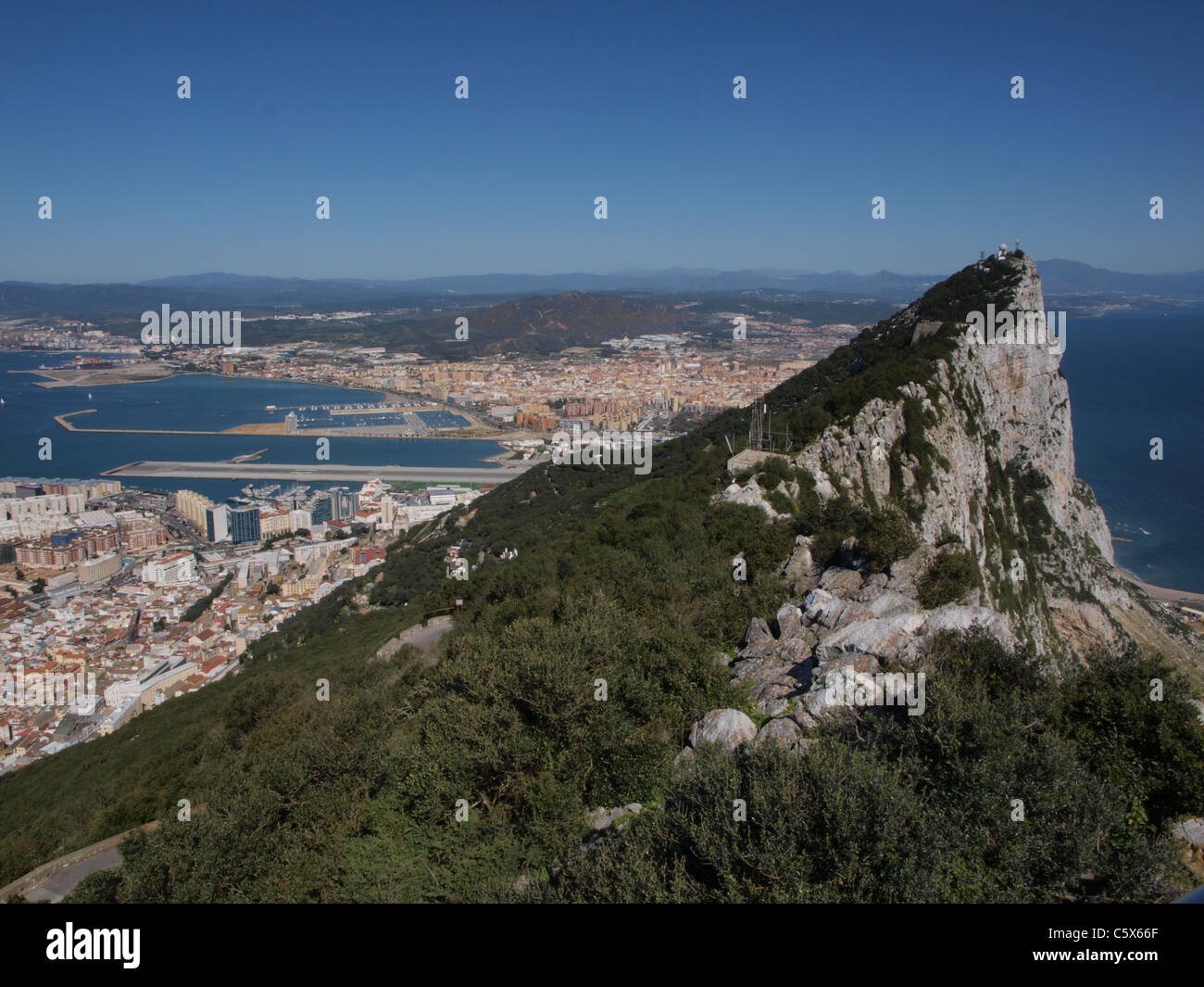 The famous Gibraltar rock and sea Stock Photo - Alamy