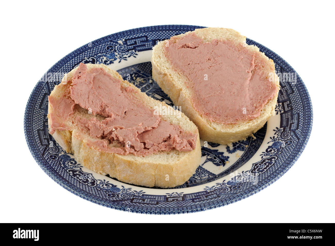 Liver pate on two slices of white bread Stock Photo - Alamy