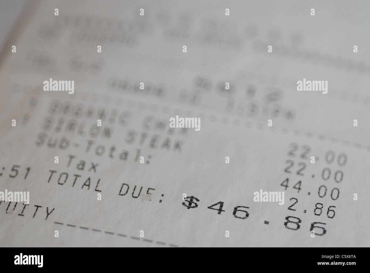 American restaurant bill receipt hi-res stock photography and images ...