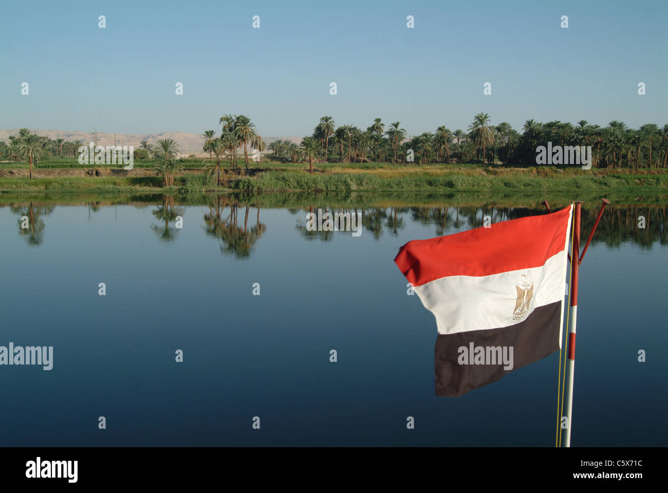 Egyptian flag on Nile boat Stock Photo - Alamy