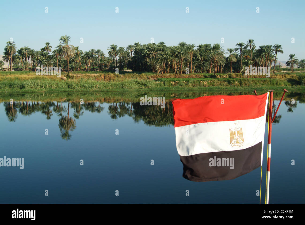 Egyptian flag on Nile boat Stock Photo - Alamy