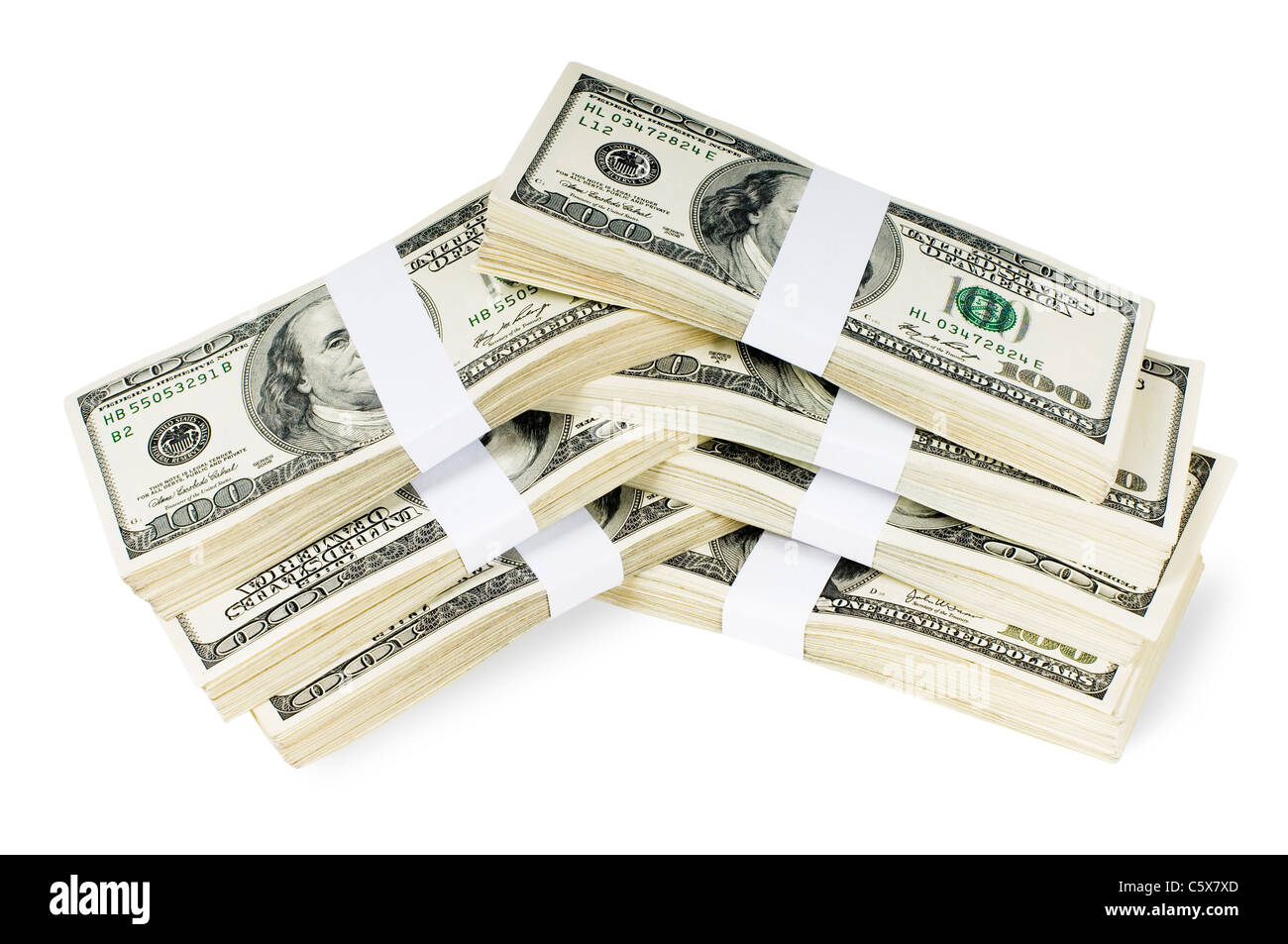 Isolated Stacks of Money Stock Photo - Alamy