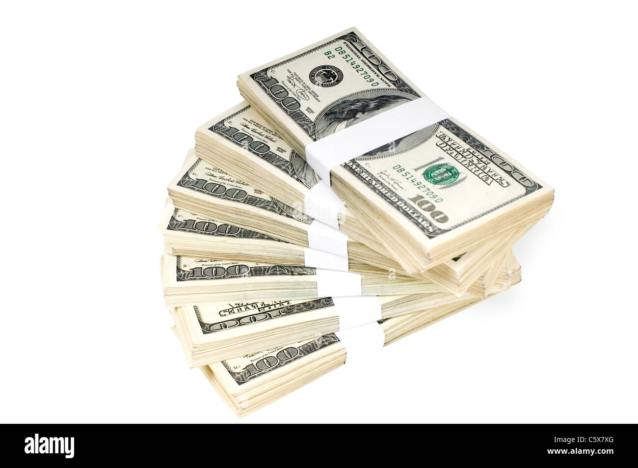 Isolated Stacks of Money Stock Photo - Alamy