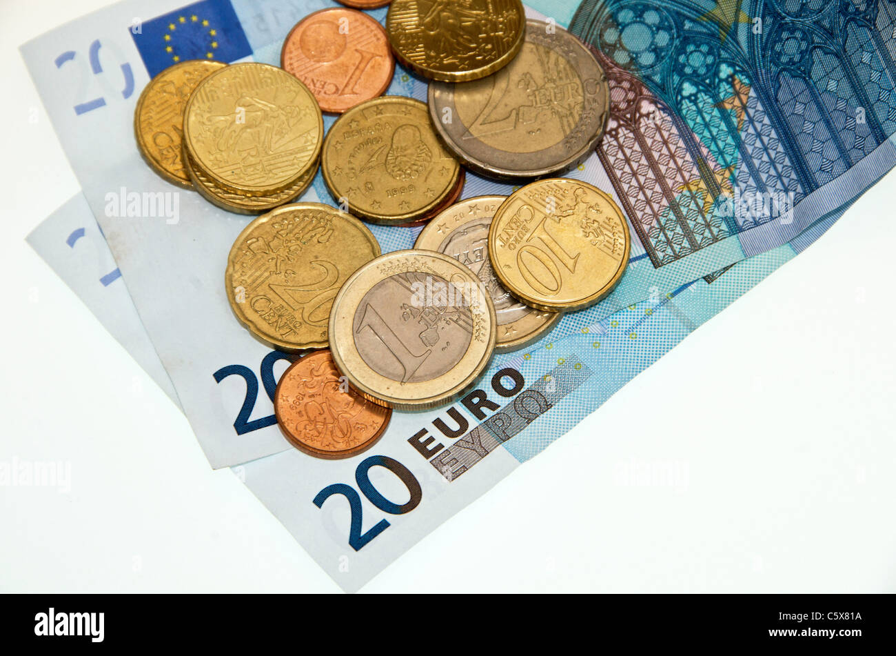 Euro currency coins and notes Stock Photo - Alamy