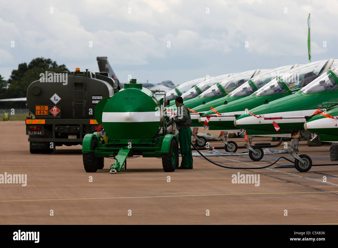 Saudi Hawks aerobatic display team refuelling after a display Stock ...