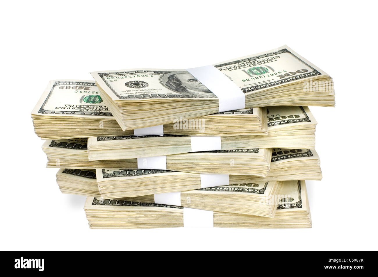 Isolated Stacks of Money Stock Photo - Alamy