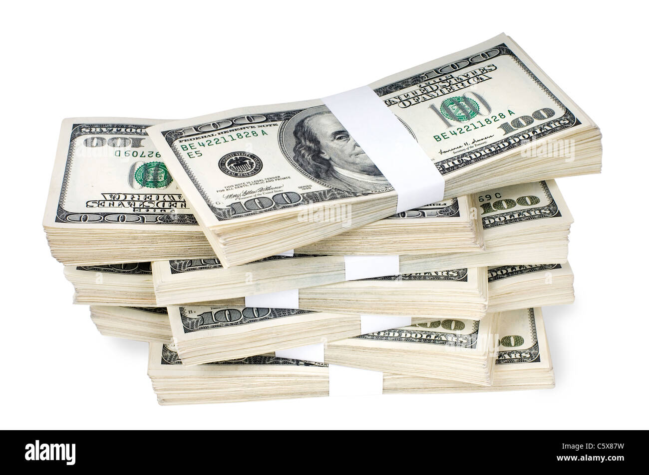 Isolated Stacks of Money Stock Photo - Alamy