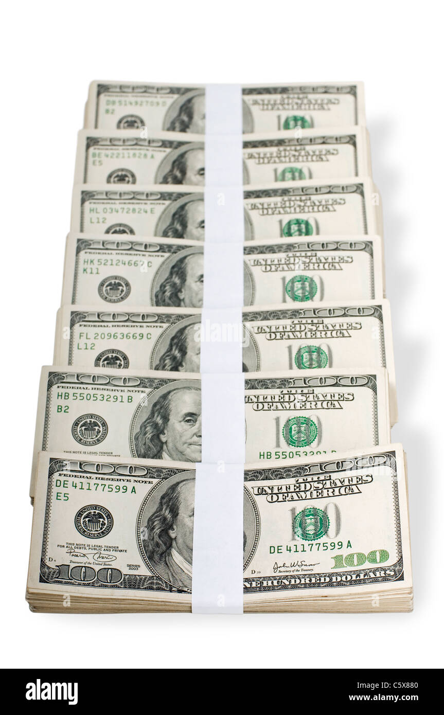 Isolated Stacks of Money Stock Photo - Alamy