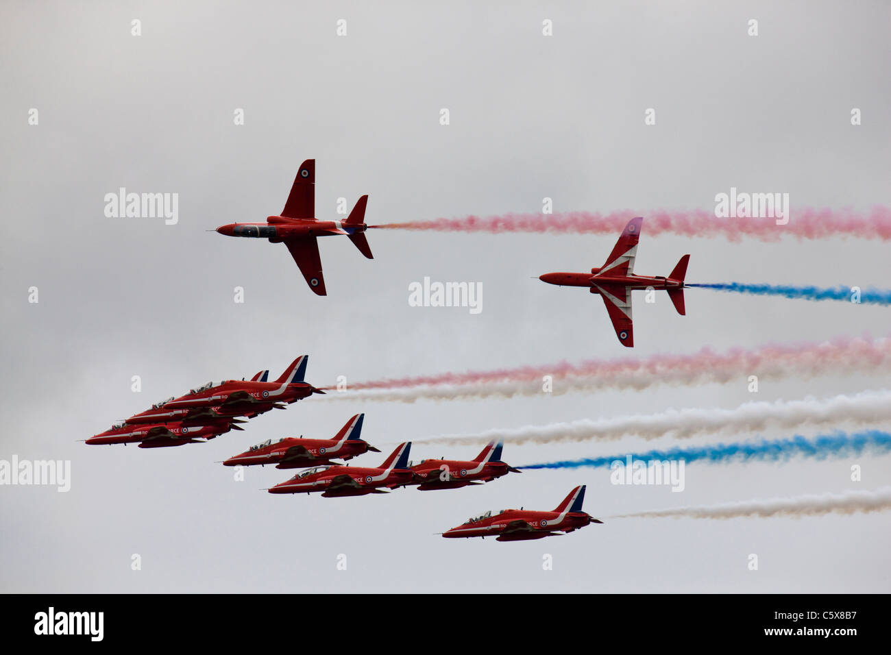 The Red Arrows RAF aerobatic display team in action Stock Photo - Alamy