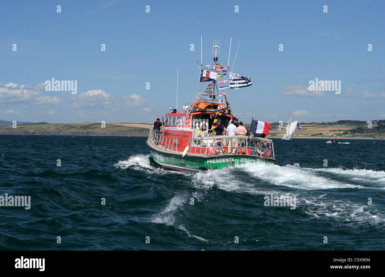 A lifeboat at sea (SNSM) in the Bay of Douarnenez, maritime event ...